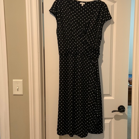 Talbots | Dresses | Talbots Black Dress With White Polka Dots Womens Xl | Poshmark